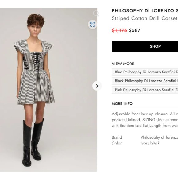 Dresses | Philosophy Di Lorenzo Serafini Striped Cotton Drill Corset ...